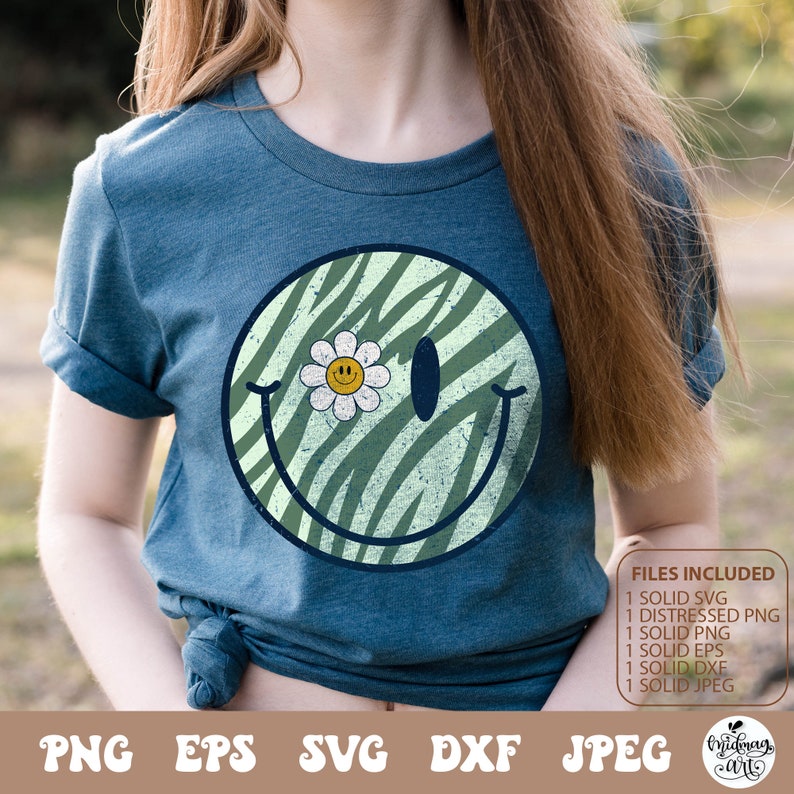 Retro Smiley Face Zebra Daisy Eye Svg Png Sublimation - Etsy
