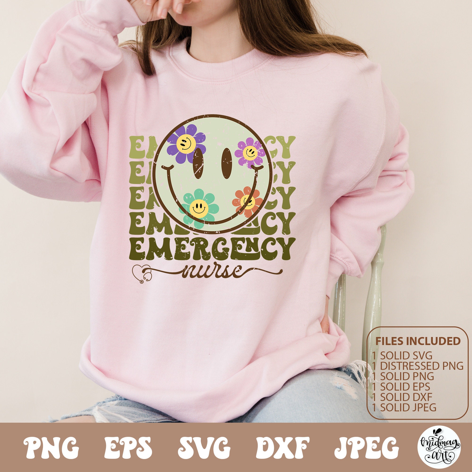 Emergency Nurse Png Svg, Smiley Face Png Svg, Cut Files for Cricut, ED ...