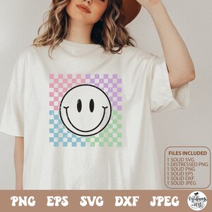 Checkered Smiley Face SVG PNG, Hippie Svg, Retro Svg, Retro Smiley Face ...