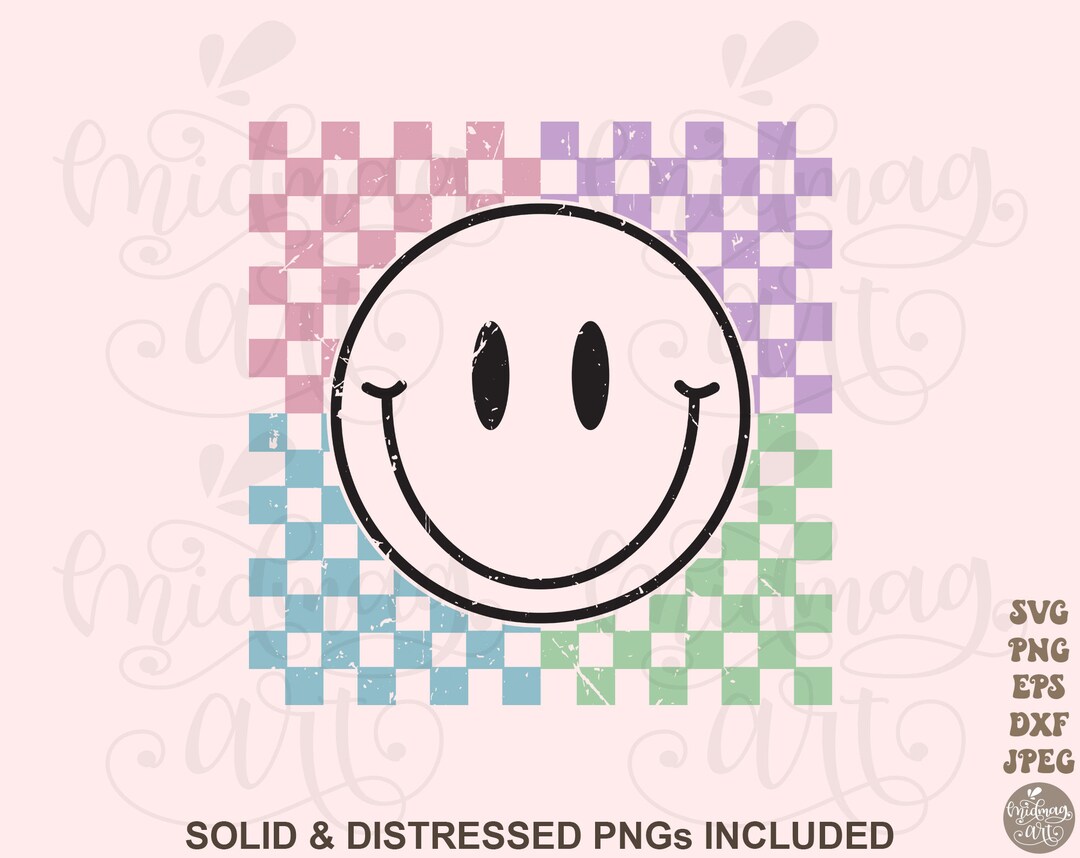 Checkered Smiley Face SVG PNG, Hippie Svg, Retro Svg, Retro Smiley Face ...