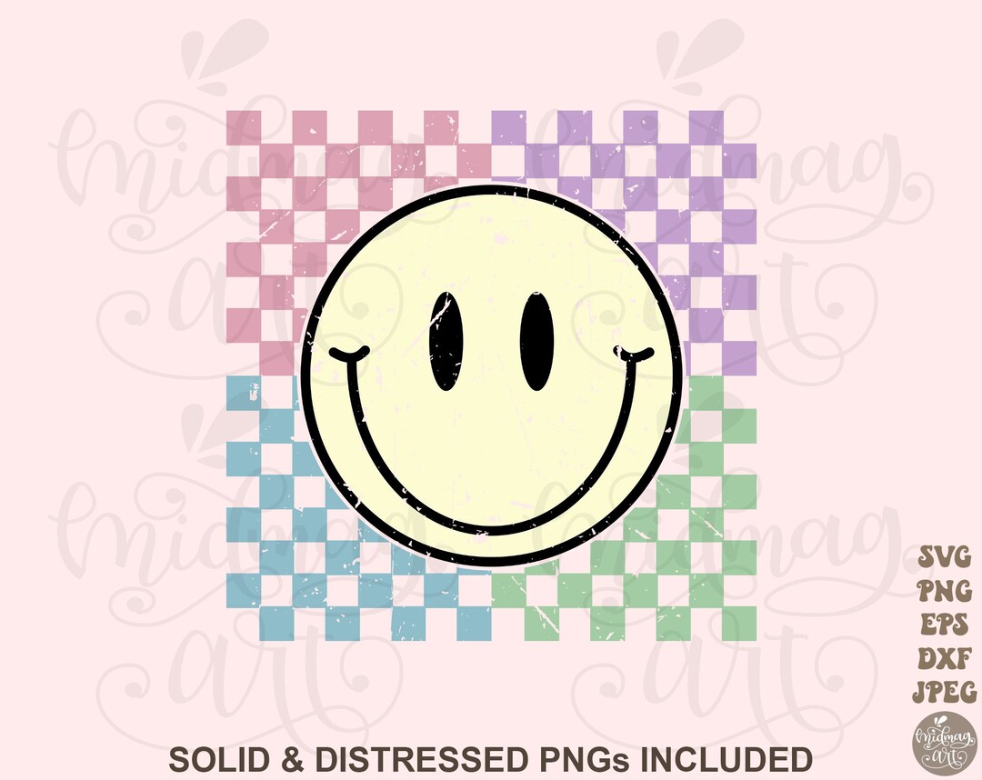 Hippie Smiley Face SVG PNG Checkered Sublimation, Hippie Svg, Retro Svg ...