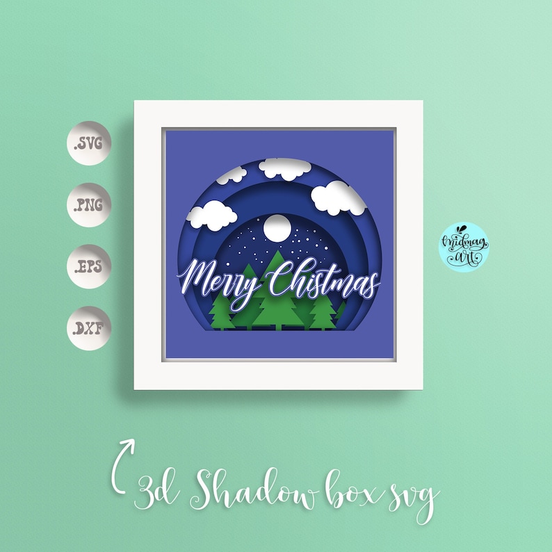 Merry Christmas Shadow Box Svg Christmas Scene Shadow Box - Etsy