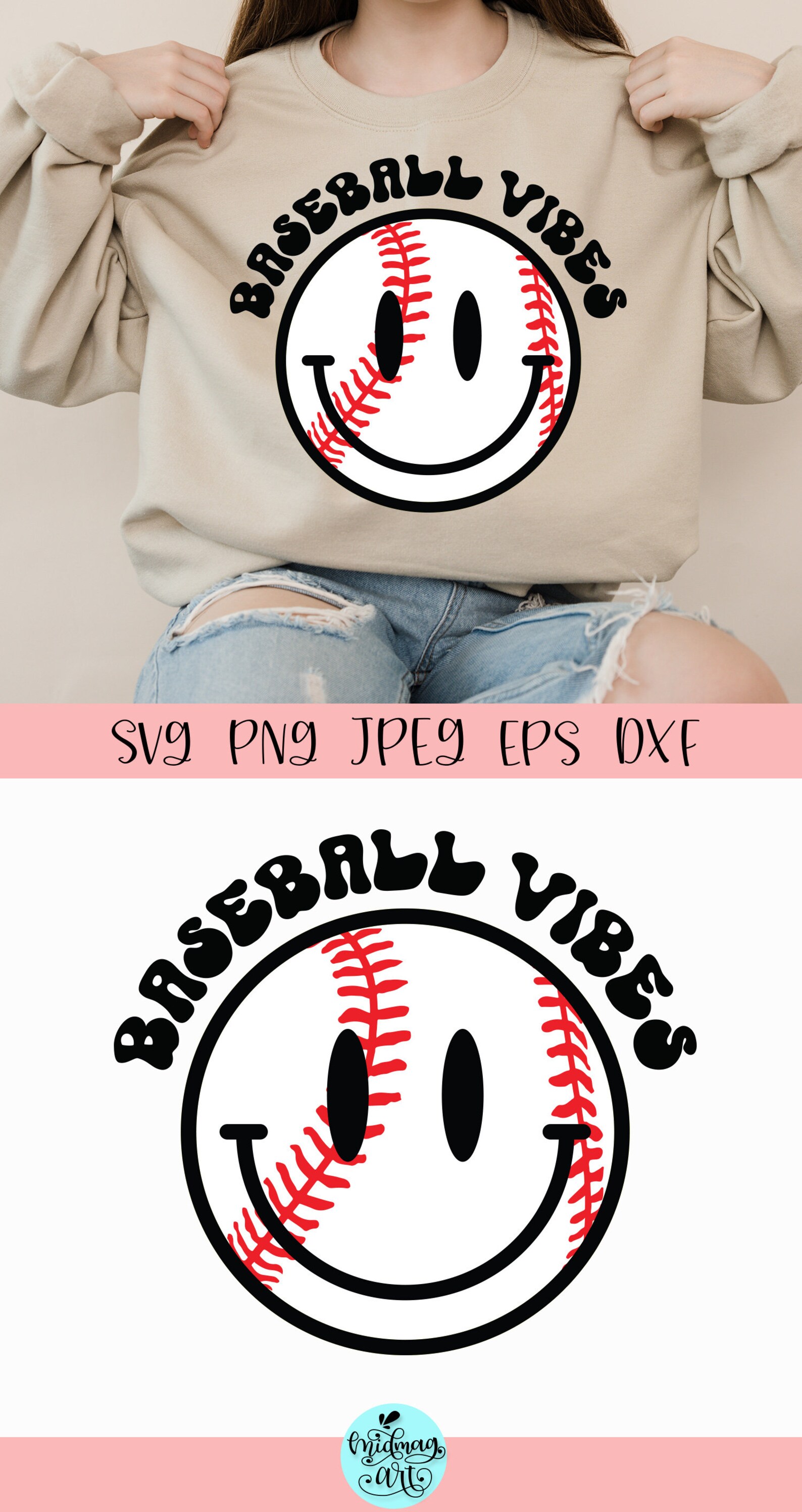 Baseball Vibes Svg Groovy Svg Hippie Svg Baseball Mama Svg | Etsy
