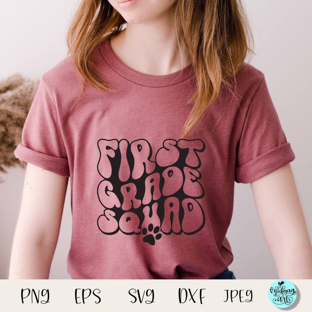 First Grade Squad Svg, First Grade Svg, Groovy Hippie Text Font Svg ...