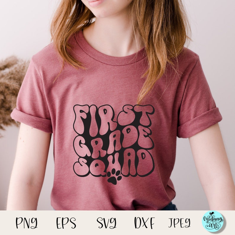 First Grade Squad Svg First Grade Svg Groovy Hippie Text Etsy