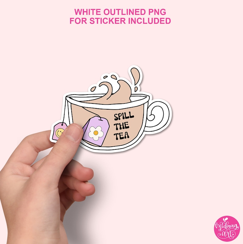 Spill the Tea PNG Design, Trendy Digital Download, Groovy Retro ...