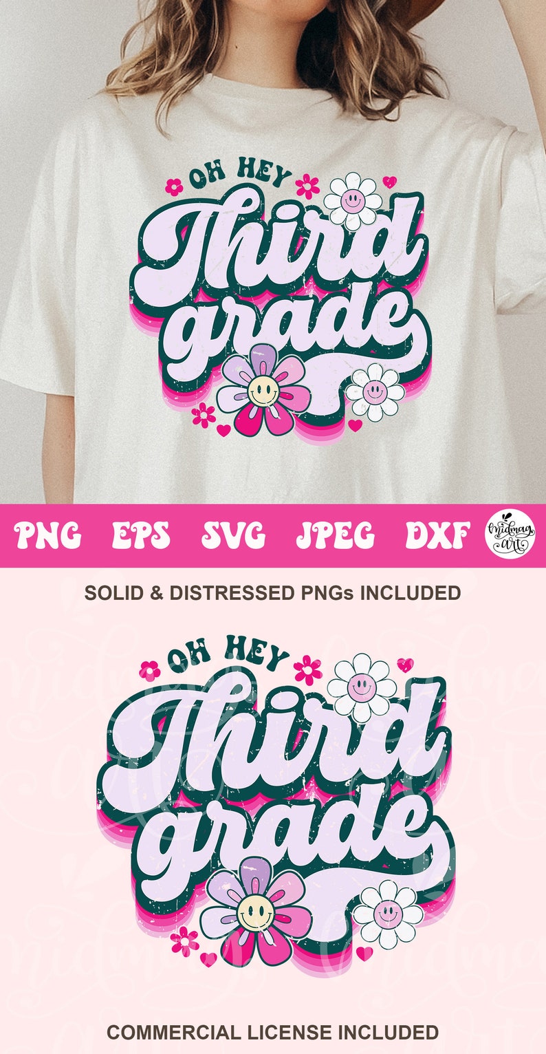 Groovy Third Grade SVG PNG, Oh Hey 3rd Grade Sublimation, Retro 3rd ...