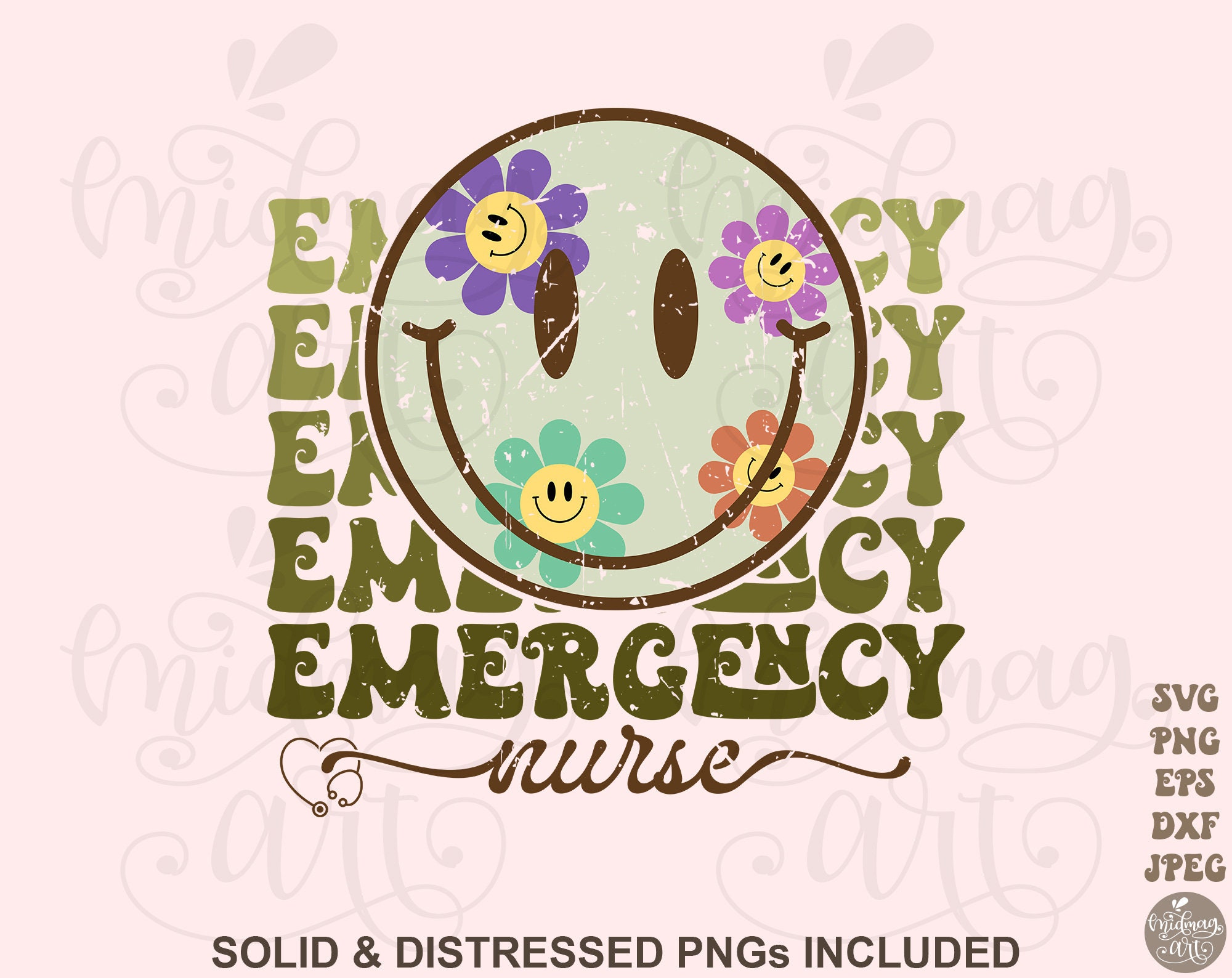 Emergency Nurse Png Svg, Smiley Face Png Svg, Cut Files for Cricut, ED ...