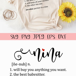 Nina Definition Svg, Auntie Svg, Blessed Auntie Svg, Aunt Svg, Auntie ...