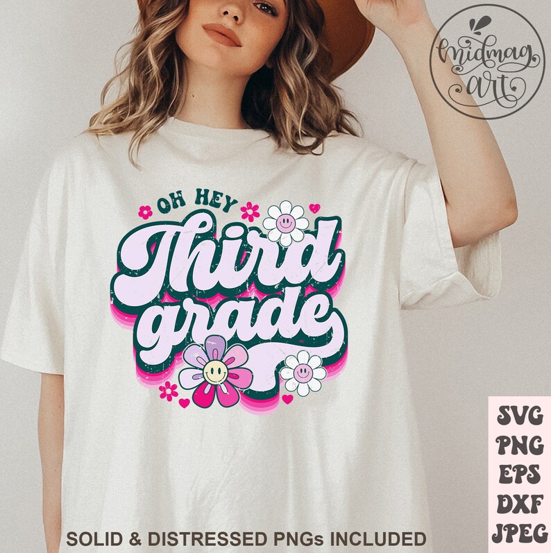 Groovy Third Grade SVG PNG, Oh Hey 3rd Grade Sublimation, Retro 3rd ...