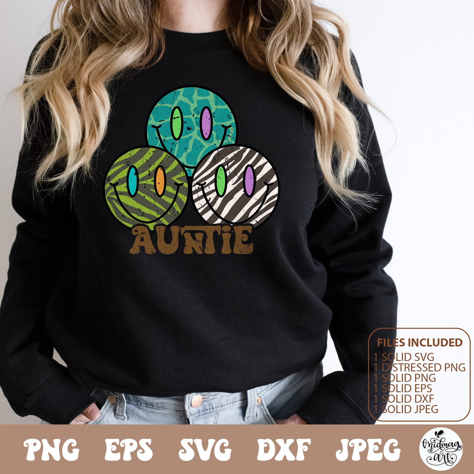 Retro Auntie Smiley Face Svg Png Sublimation Distressed Png - Etsy