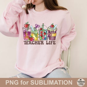 Teacher Life Coffee Cups Png Sublimation Design Download, Teacher's Day ...