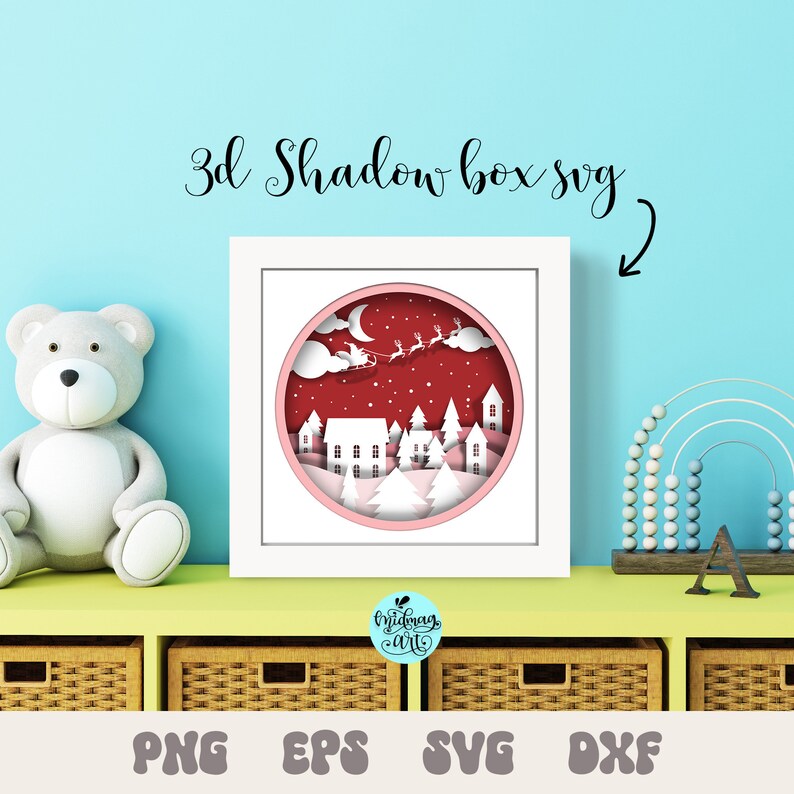 3d Christmas Shadow Box Svg Christmas Scene Shadow Box Svg - Etsy