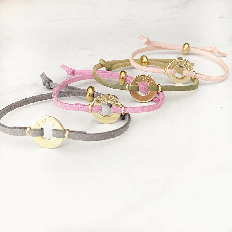 Custom Kids Name Bracelet: Hand-stamped Vegan Leather Adjustable ...
