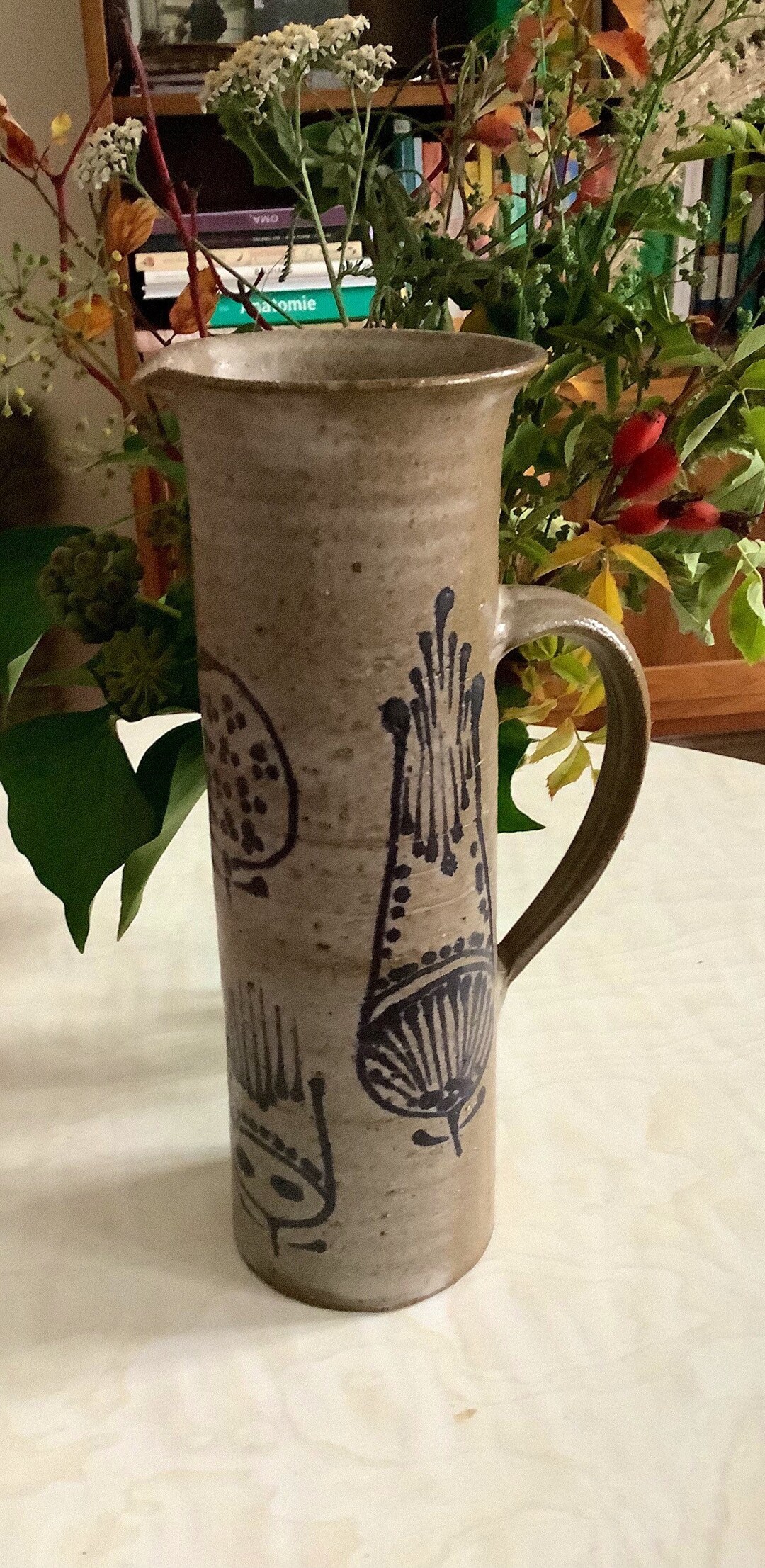 Jug Water Jug Vase Cylindrical Shape Studio Ceramics Hand Painted - Etsy