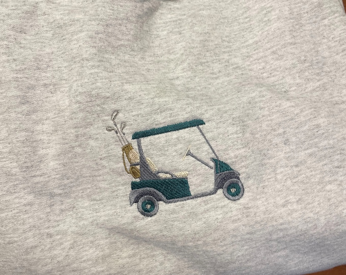 Embroidered Golf Cart Crew Neck Sweatshirt - Etsy