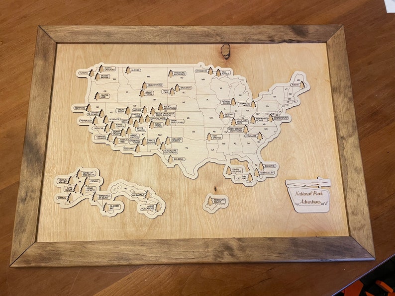 US National Park Map Wooden Map Gift for Hikers Campers Wedding Gift - Etsy
