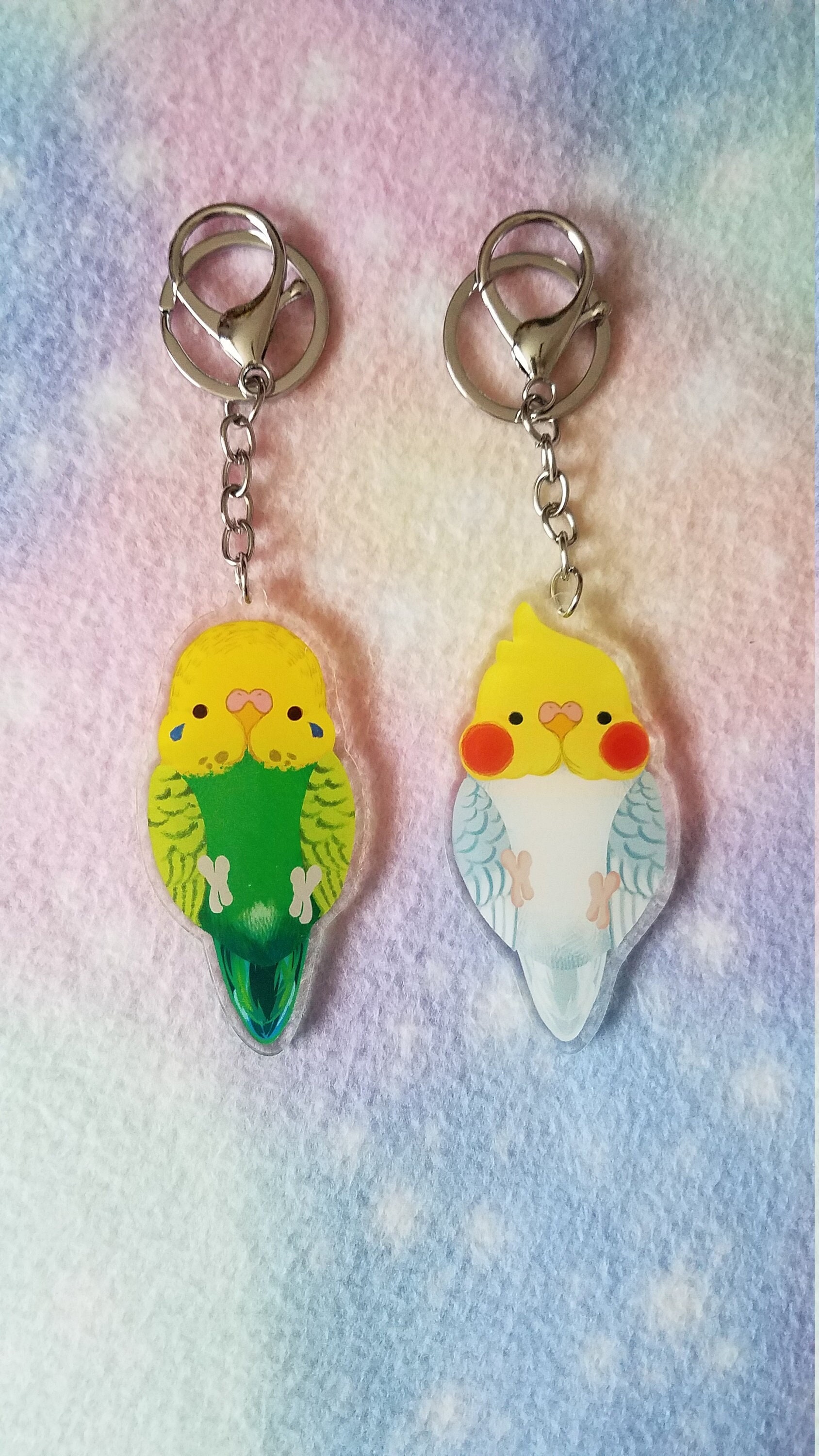 Laid Back Birbs -acrylic Keychain -double Sided Acrylic Charm- Green ...