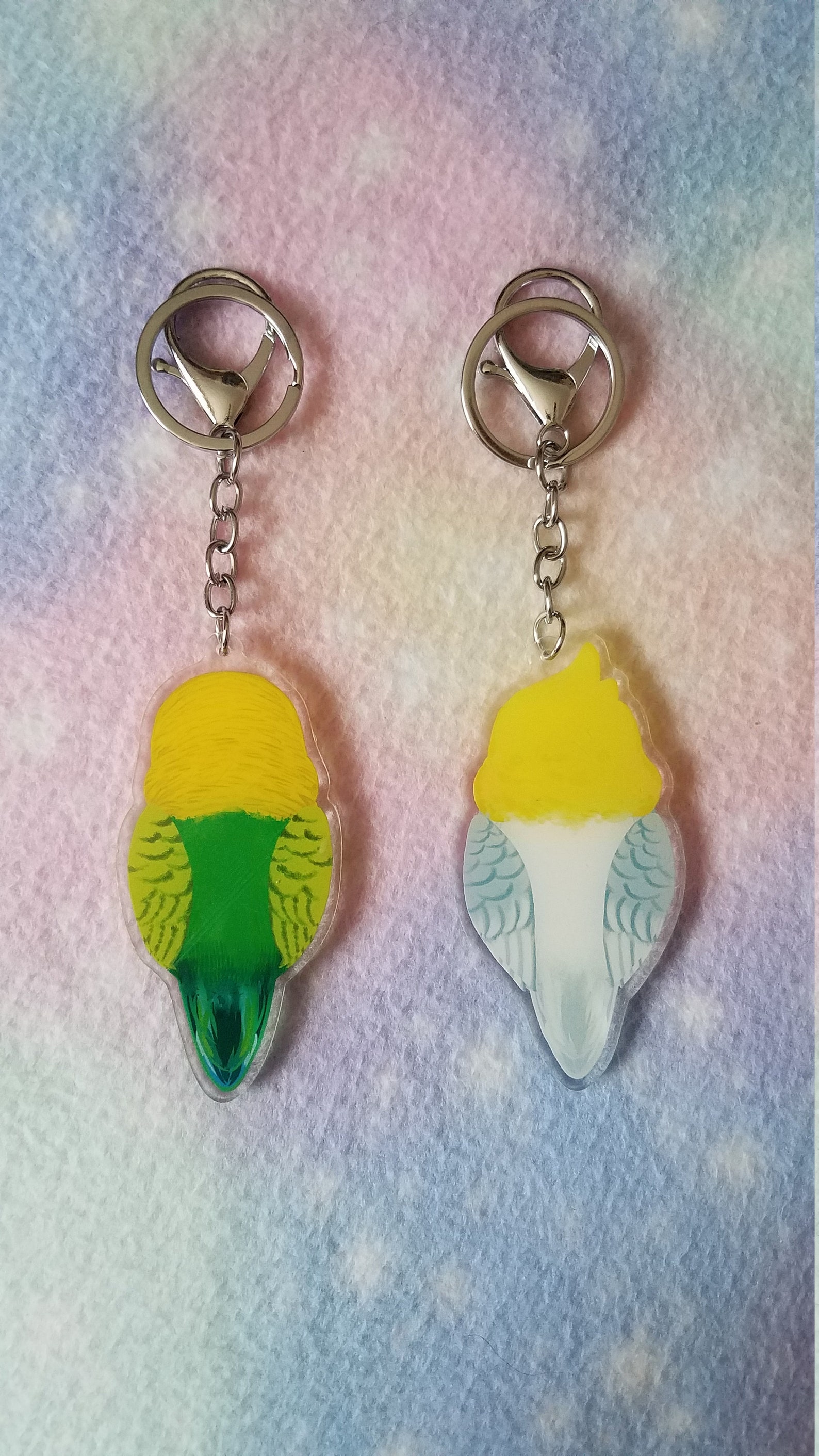 Laid Back Birbs -acrylic Keychain -double Sided Acrylic Charm- Green ...