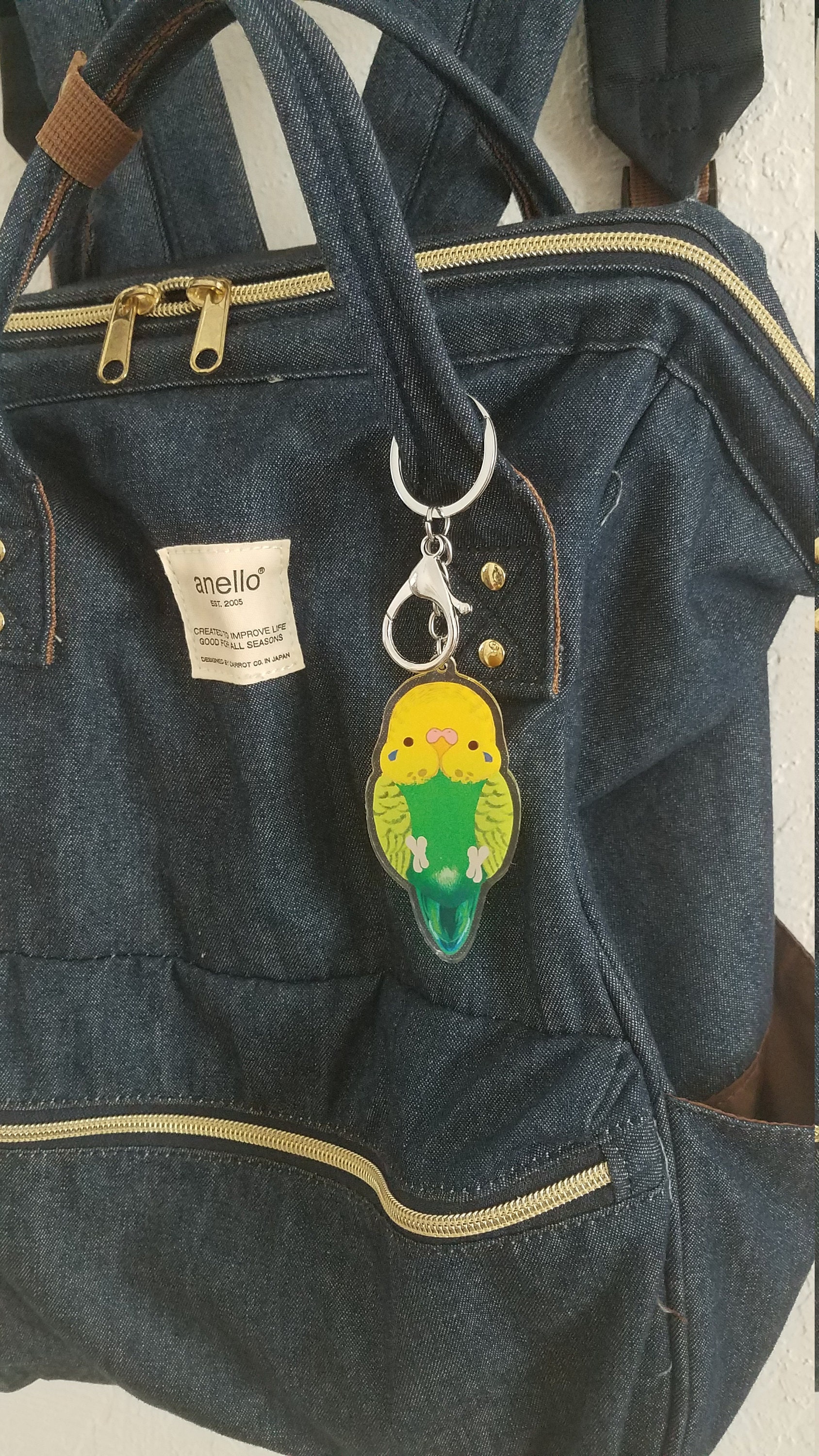 Laid Back Birbs -acrylic Keychain -double Sided Acrylic Charm- Green ...