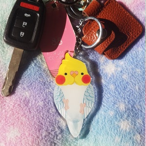 Laid Back Birbs -acrylic Keychain -double Sided Acrylic Charm- Green ...