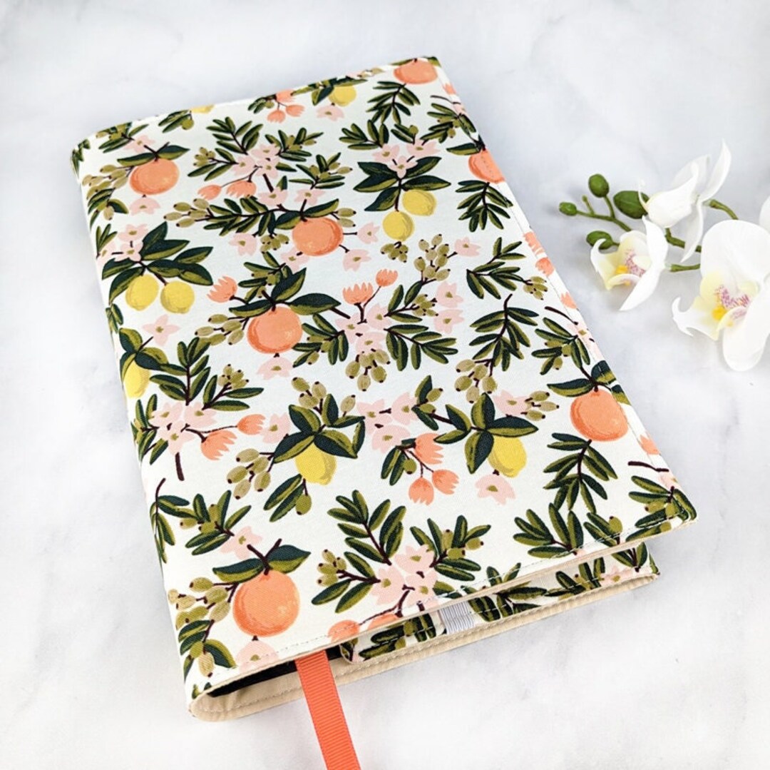 Adjustable Book Cover - Fabric Book Cover - Oranges Book Cover ...