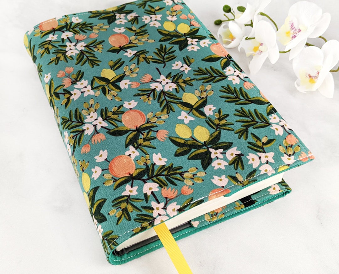 Adjustable Book Cover - Fabric Book Cover - Orange Book Cover - Fabric ...