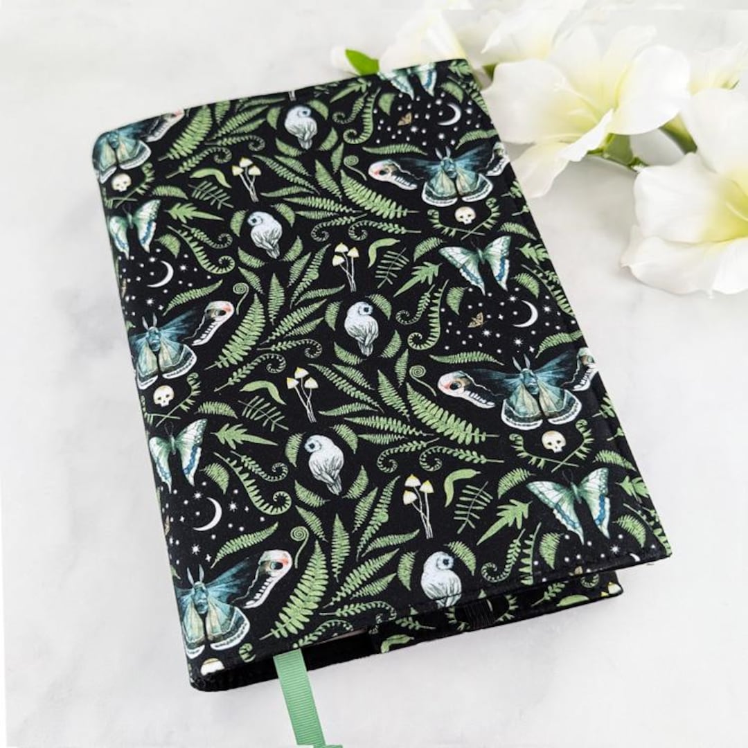 Fabric Book Cover - Adjustable Book Cover - Witchy Book Cover - Dark ...