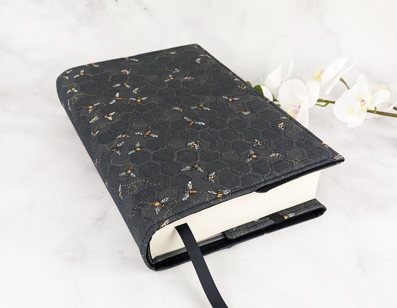 Adjustable Book Cover - Fabric Book Cover - Bees Book Cover - Fabric ...