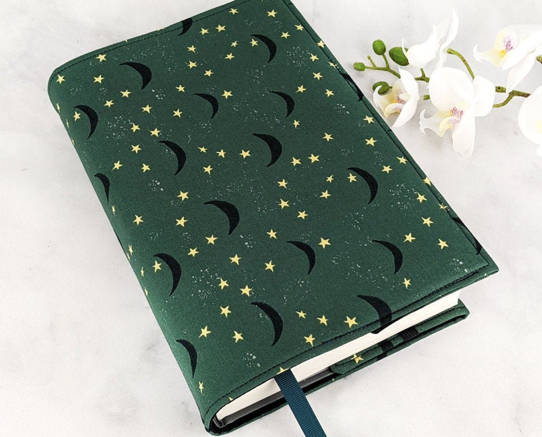 Adjustable Book Cover - Fabric Book Cover - Moon Book Sleeve - Fabric ...