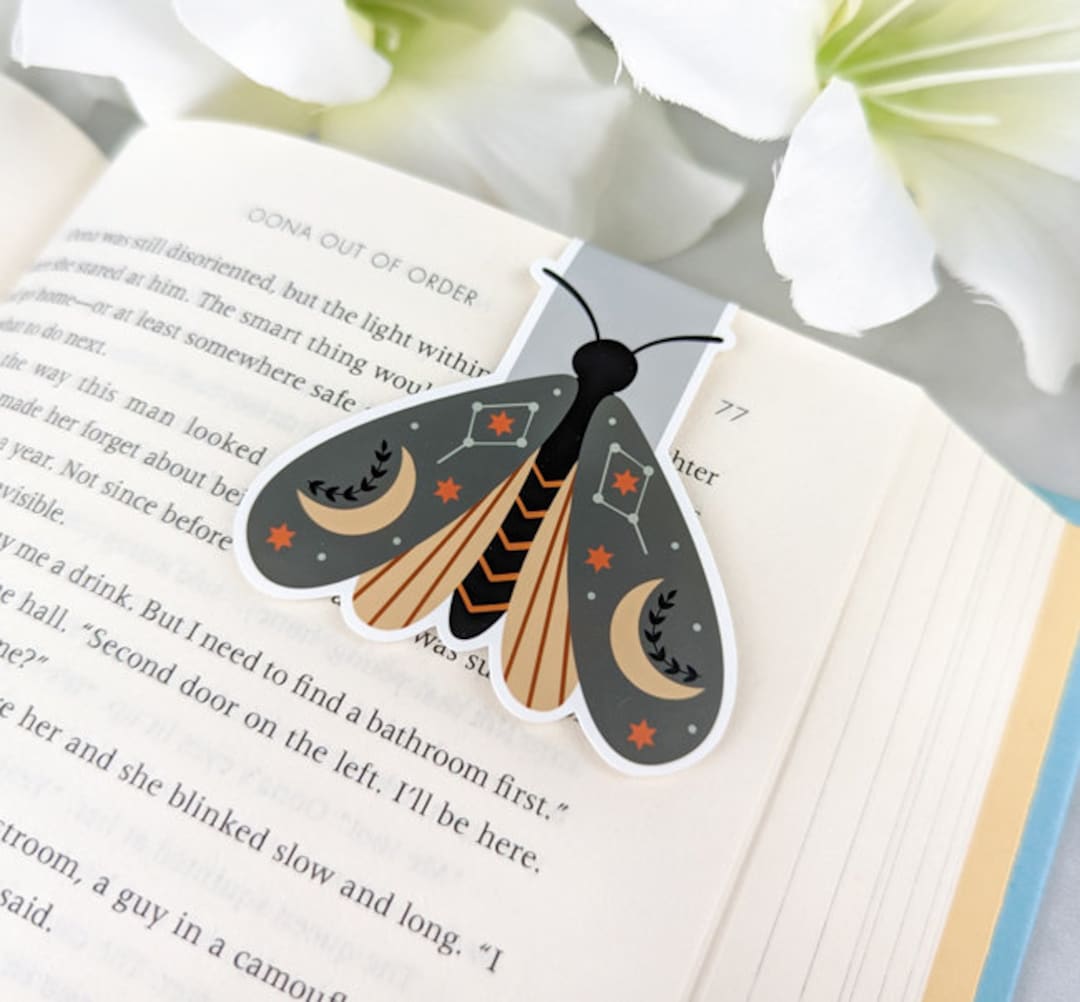 Witchy Magnetic Bookmark - Celestial Moth Magnetic Bookmark - Gift for ...