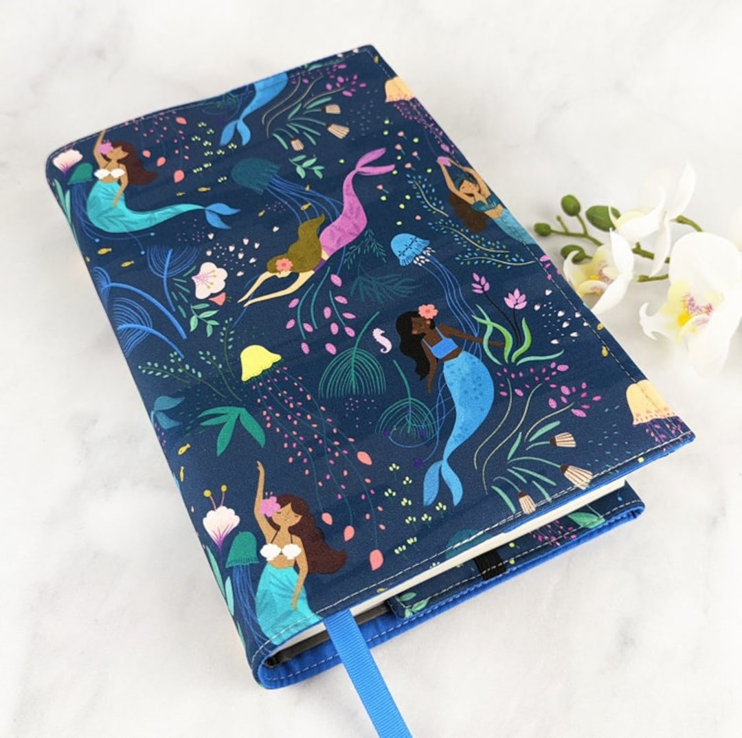 Adjustable Book Cover - Mermaid Book Cover - Fabric Book Cover ...