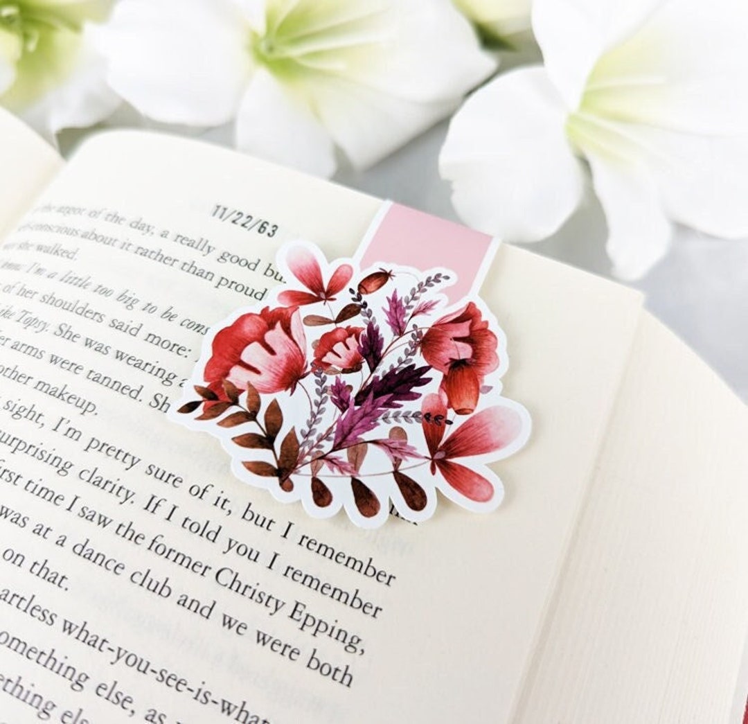 Magnetic Bookmark - Floral Magnetic Bookmark - Gift for Bookworm ...