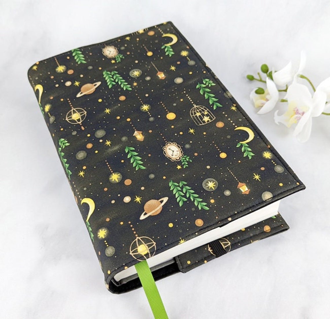 Adjustable Book Cover - Fabric Book Cover - Moon Book Sleeve - Fabric ...