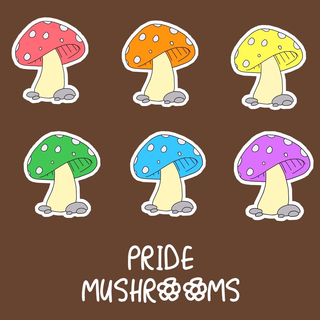 Rainbow Pride Mushroom Sticker Pack - Etsy