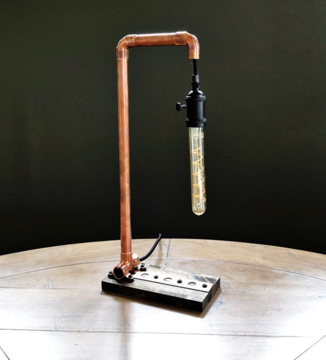 Modern Copper Steam Punk Desk Lamp With Vintage Bulb. - Etsy