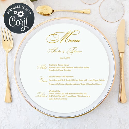 ELLIA Wedding Round Menu Template Round Menu Cards - Etsy