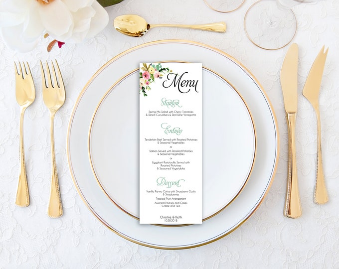 Round Wedding Menu Floral Menu Card Round Menu Circle - Etsy