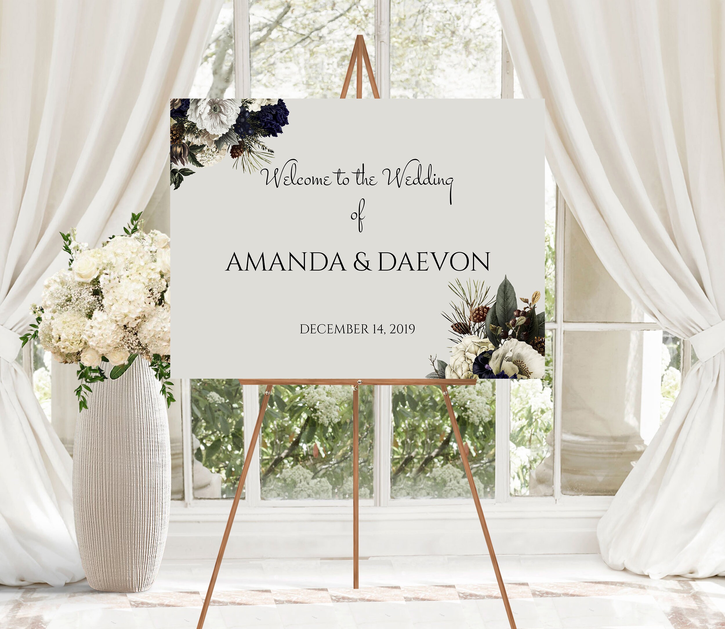Wedding Welcome Sign Winter Wedding Sign Editable Template Personalized ...