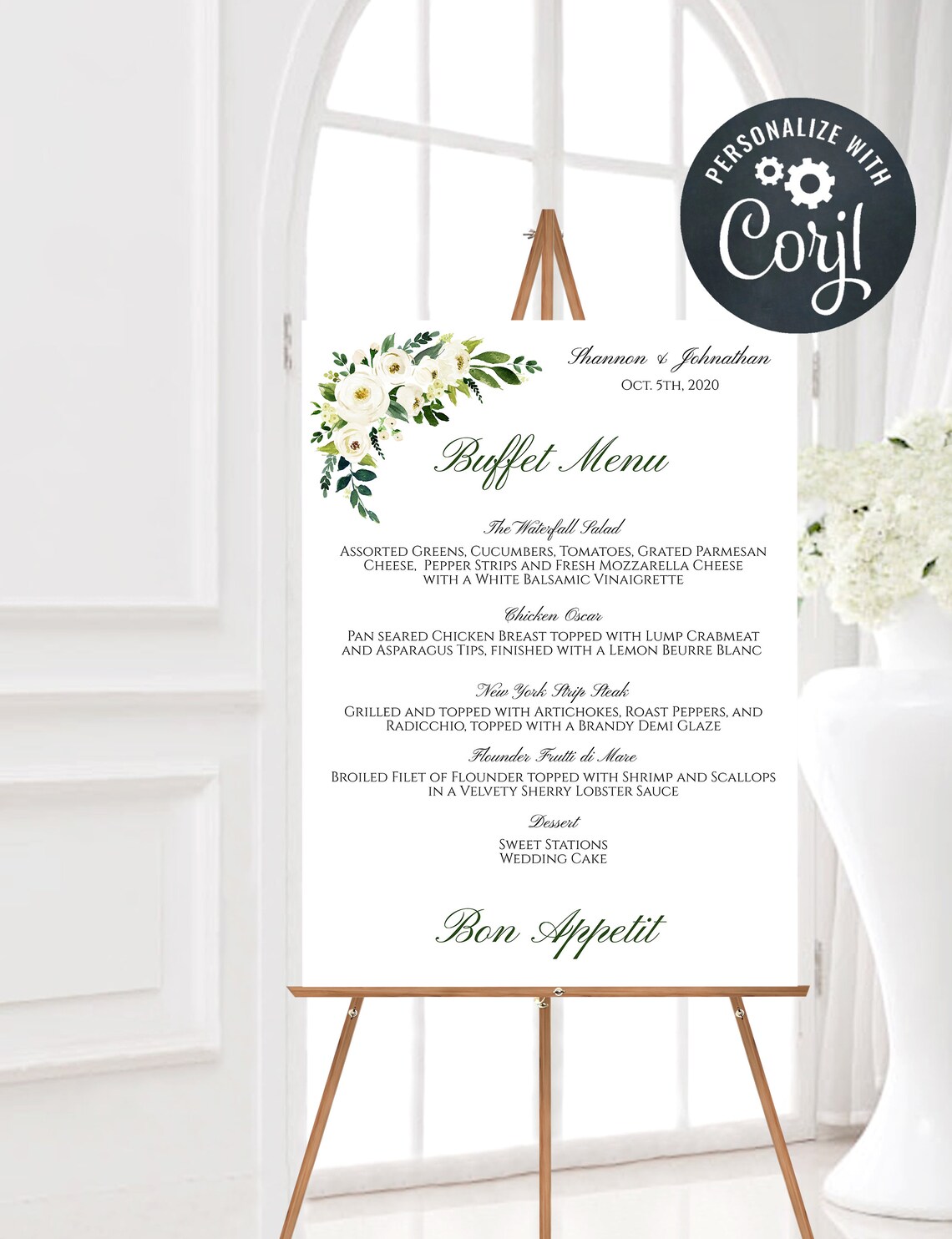 Wedding Buffet Sign Menu Sign Editable Template Printable Sign Menu ...