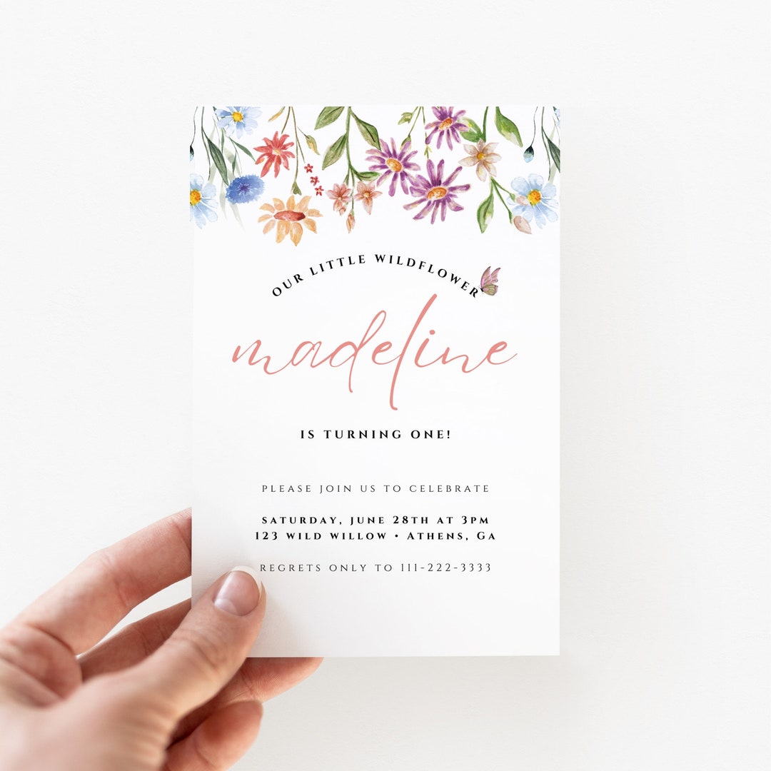 Editable Wildflower Birthday Invitation, Wildflower First Birthday ...