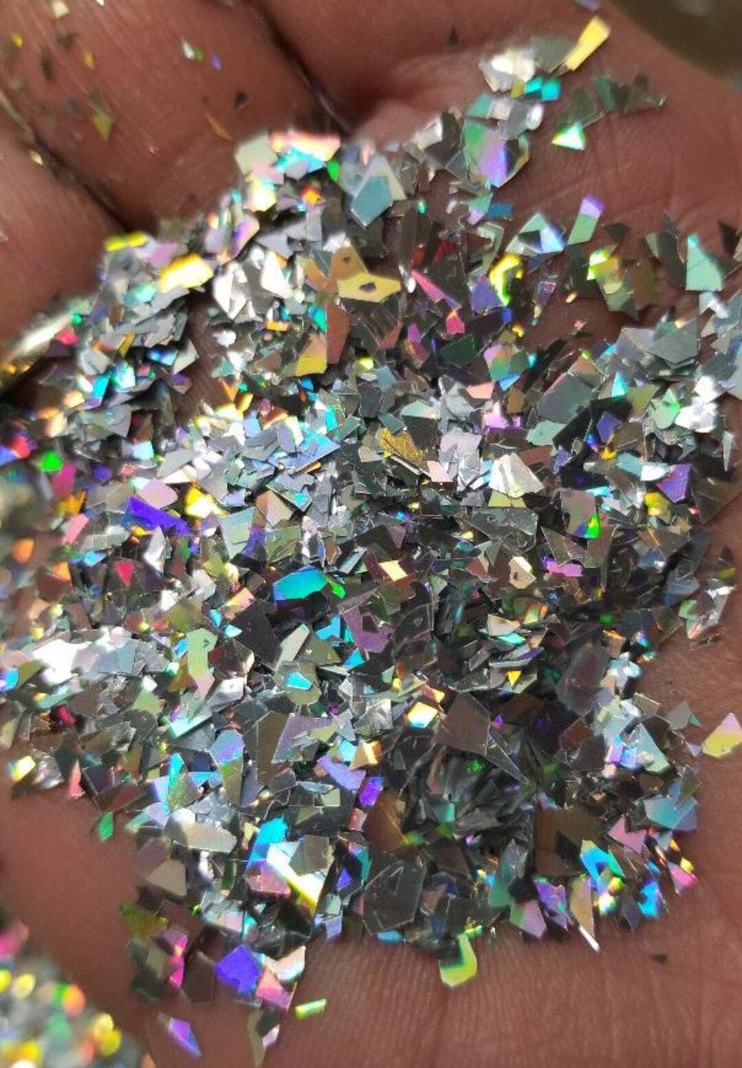 Silver Holographic Mylar Med Size Flakes Glitter Mix Solvent - Etsy