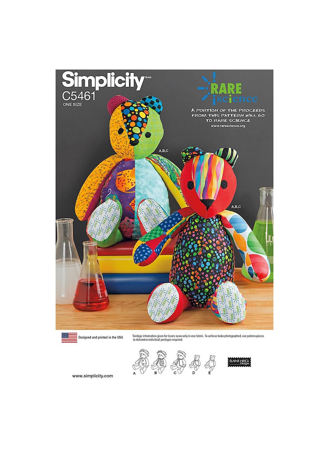 C 5461 Simplicity Sewing Pattern Bear, Memory Bear Pattern 18" and 22 ...
