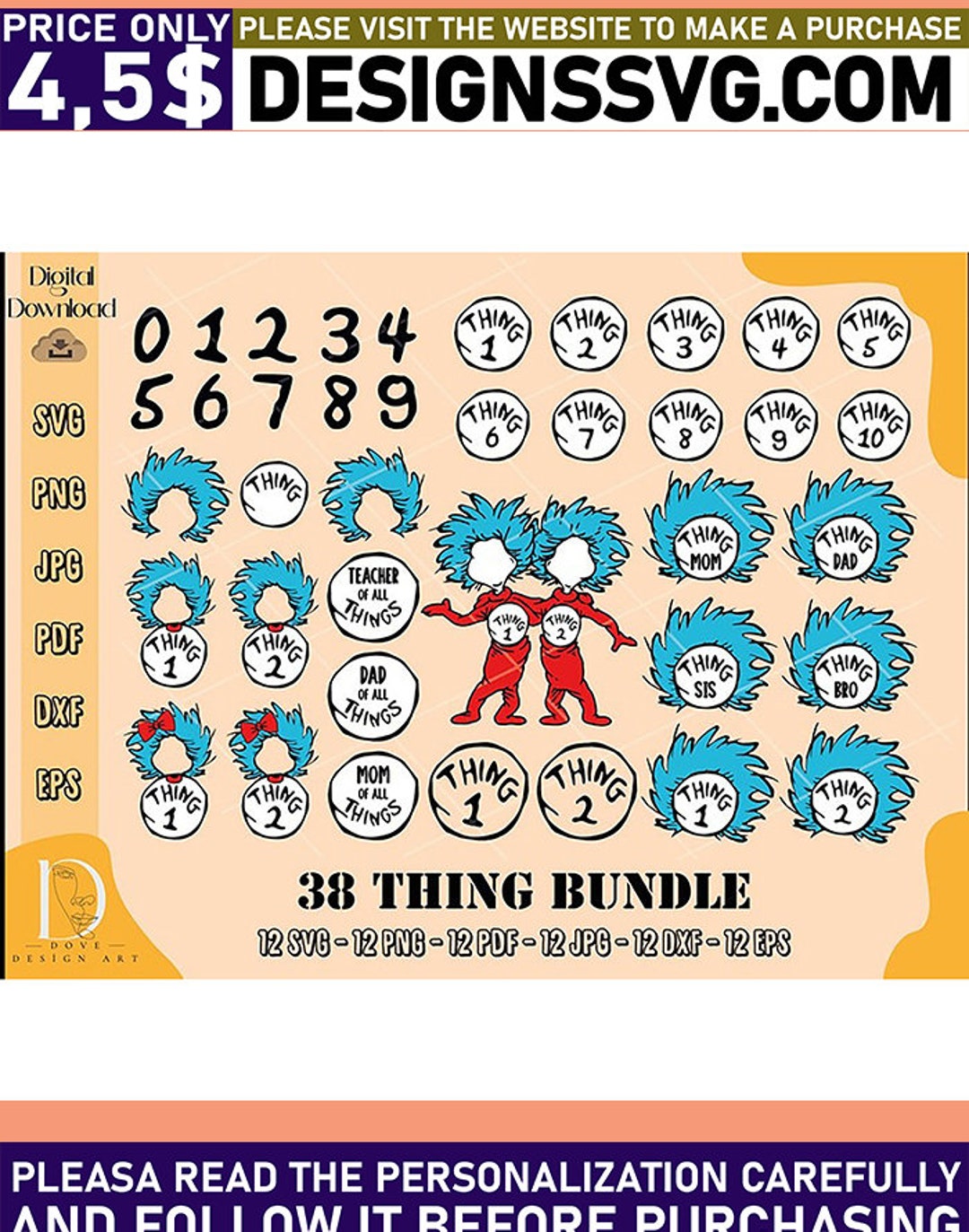 Thing 1 and Thing 2 Layered Svg Png, Thing 1 and Thing 2 Cat in the Hat ...