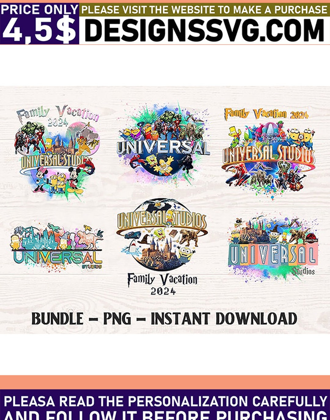 Paquete Universal Studio 2024 Png, 2024 Family Trip Png, Universal ...
