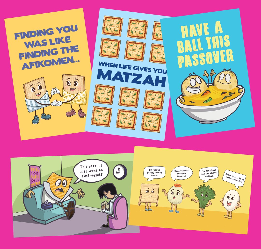 Happy Passover Cards - Variety Pack, Jewish Greeting Cards, Matzah Ball ...
