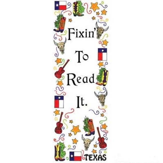 Texas Bookmark Fixin' to Read It With Texas Icons - Etsy