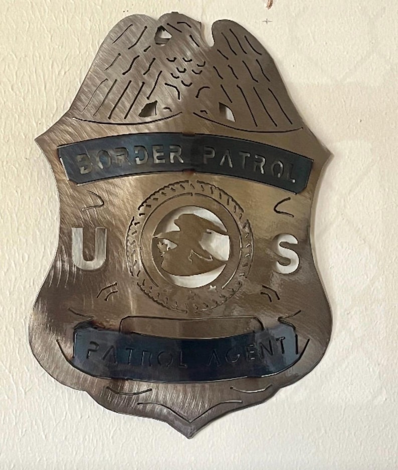 Heat Treated Steel Border Patrol Badge Wall Art | Laser Cut Metal Sign ...