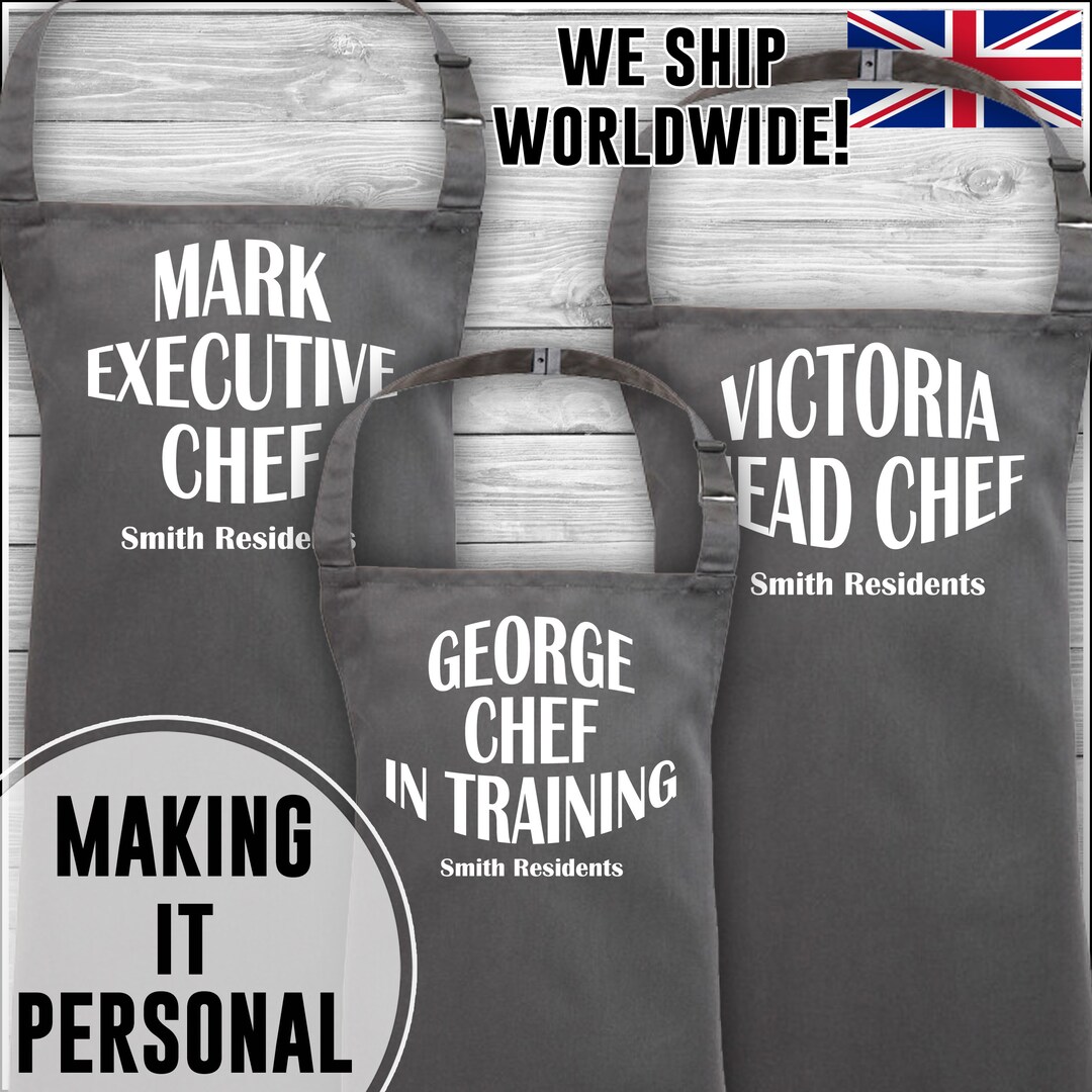 Personalised Cooking Aprons Executive Chef Head Chef Chef in Training ...