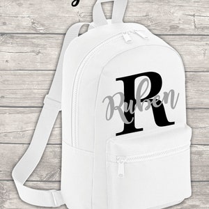 Personalised Mini Kids Initial Boys Girls Backpack Name Toddler School ...